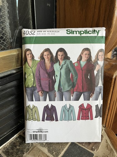 Simplicity 4032 Misses Jackets Vests Sewing Pattern Sz 16-24 Uncut FF ...