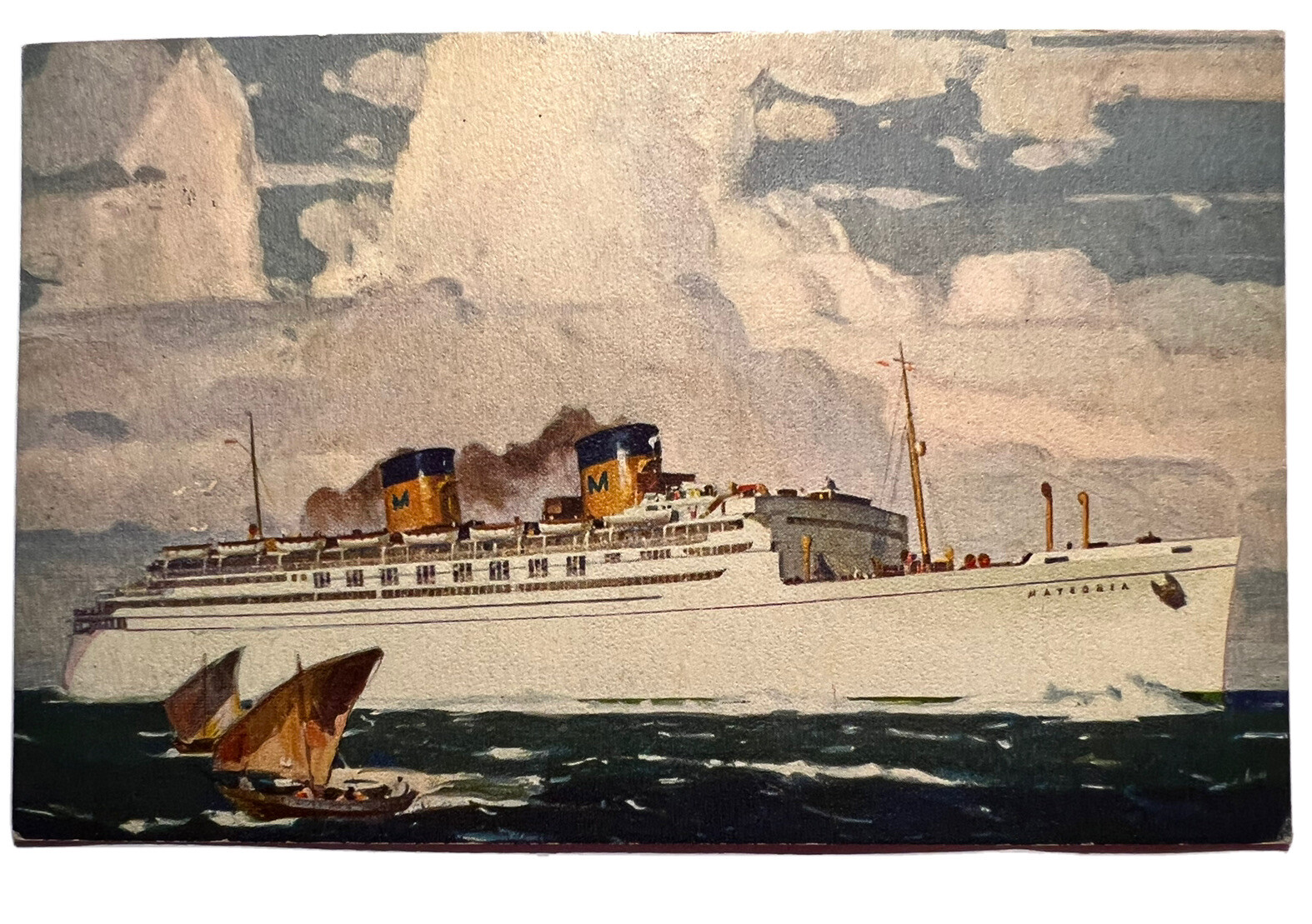 1938 SS MATSONIA TROOPSHIP Postcard Pearl Harbor Hawaii Soldier Mail ...