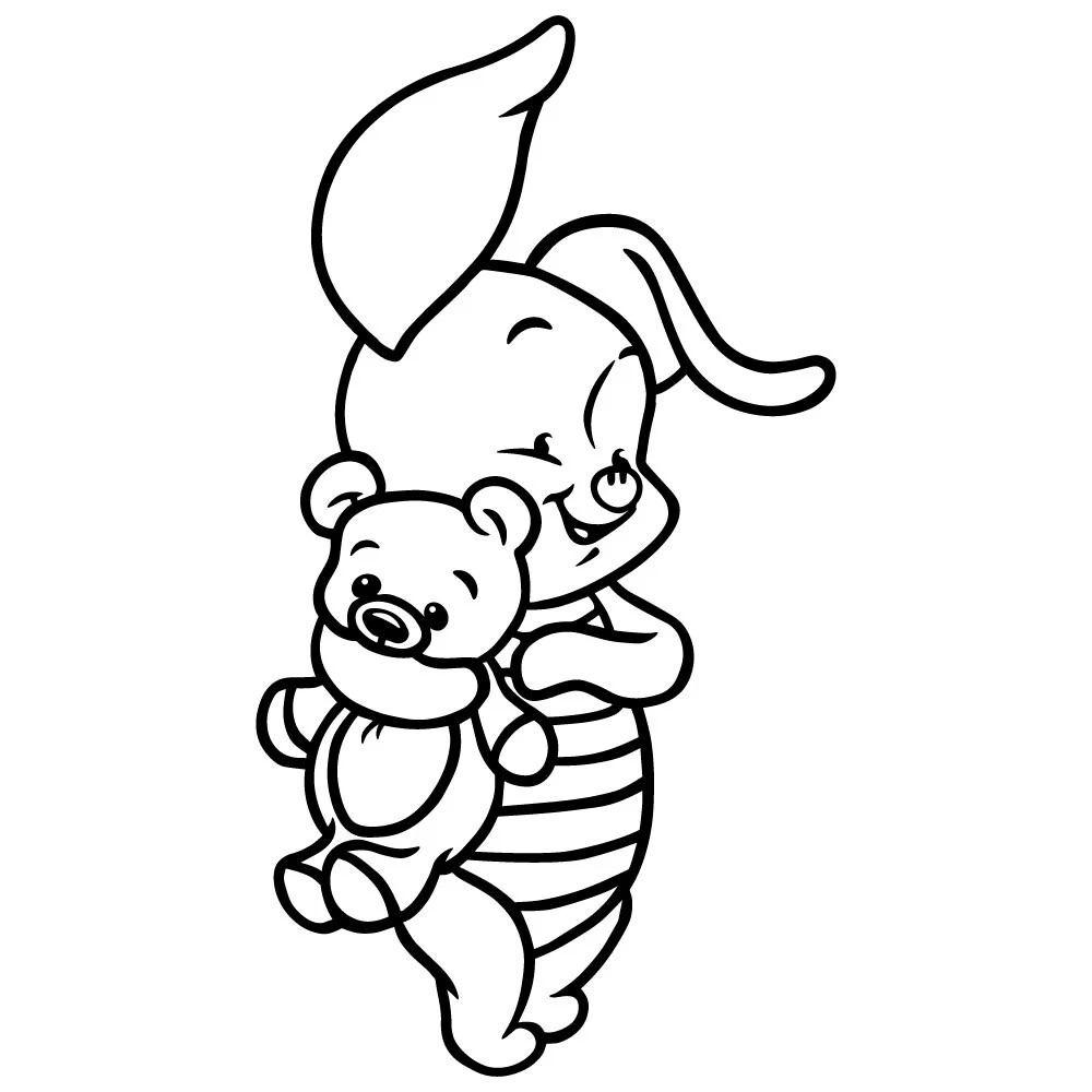 Winnie The Pooh And Piglet Hugging Coloring Pages