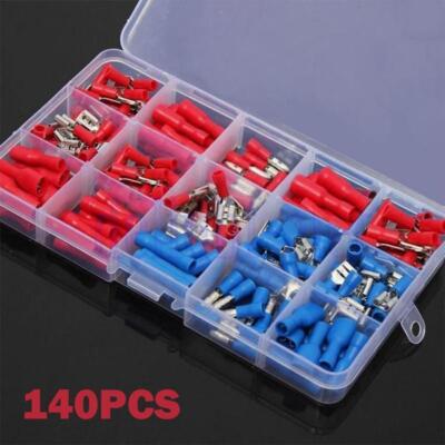 140x Assorted Insulated Electrical Wire Terminals Crimp Connectors ...