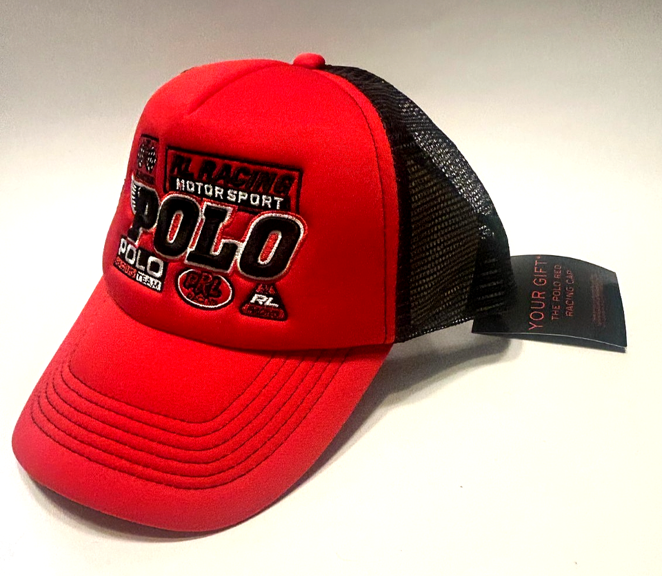 Polo Ralph Lauren Racing Team Trucker Hat Red Motorsport Adjustable Cap ...