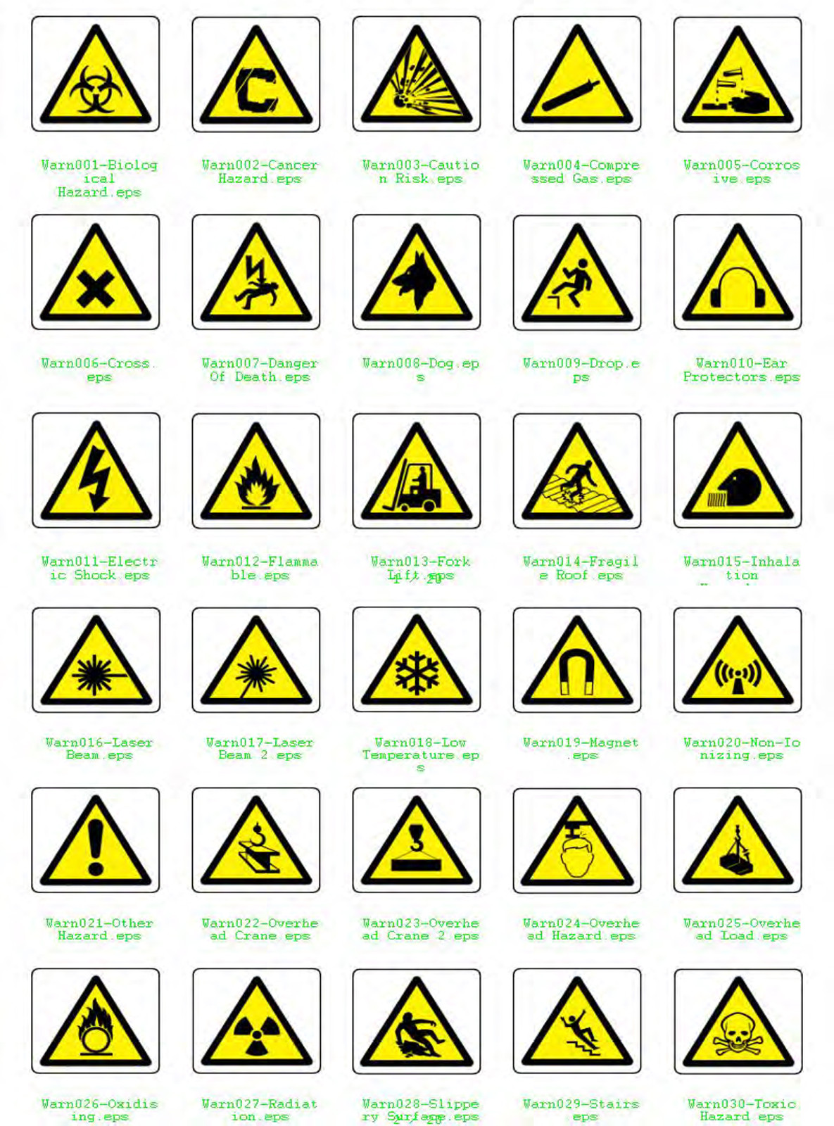 Yellow Warning safety signs, caution, slip, trip etc Vinyl wall ...