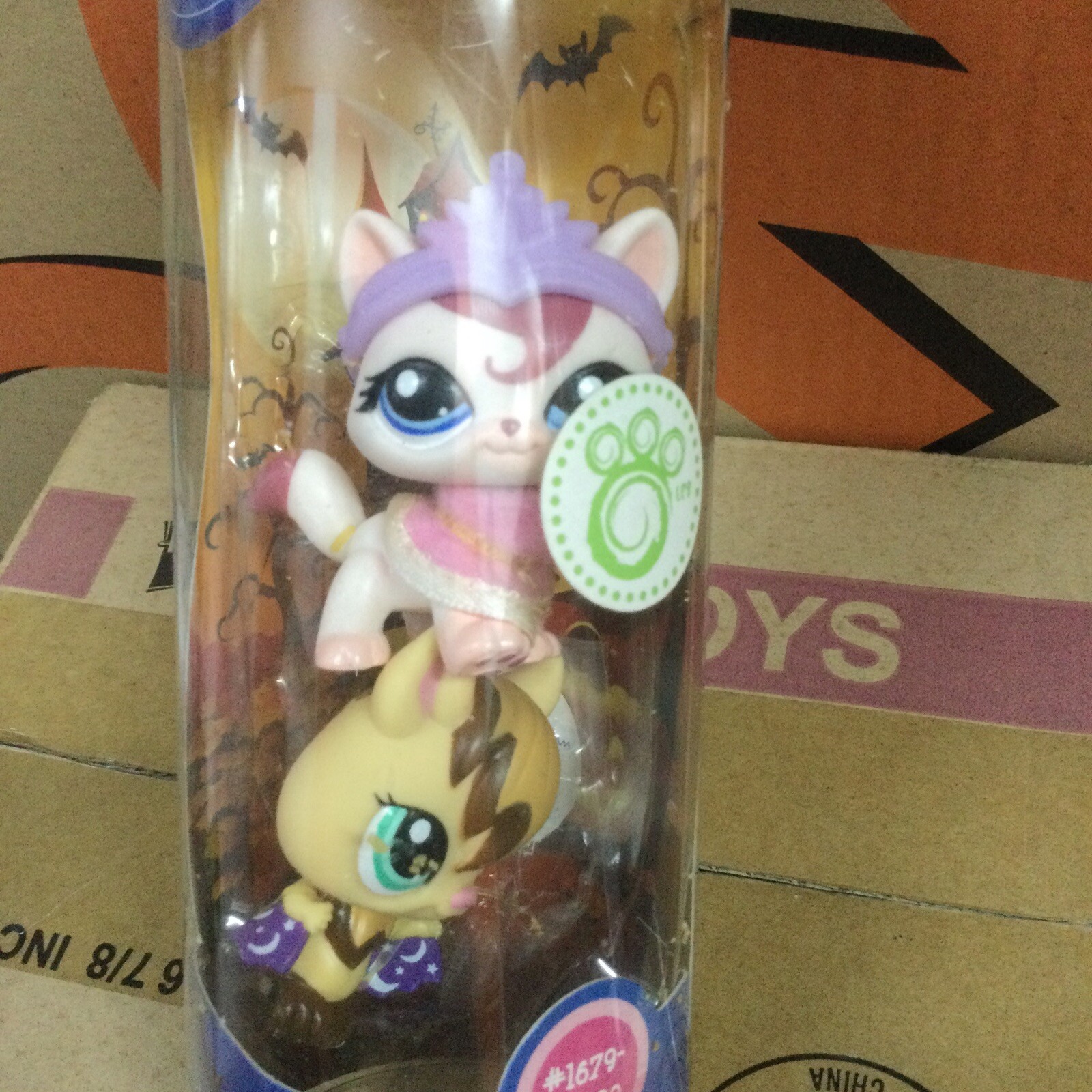Littlest Pet Shop Halloween Tube 1679 Swirl Cat 1680 Vampire Bat LPS ...