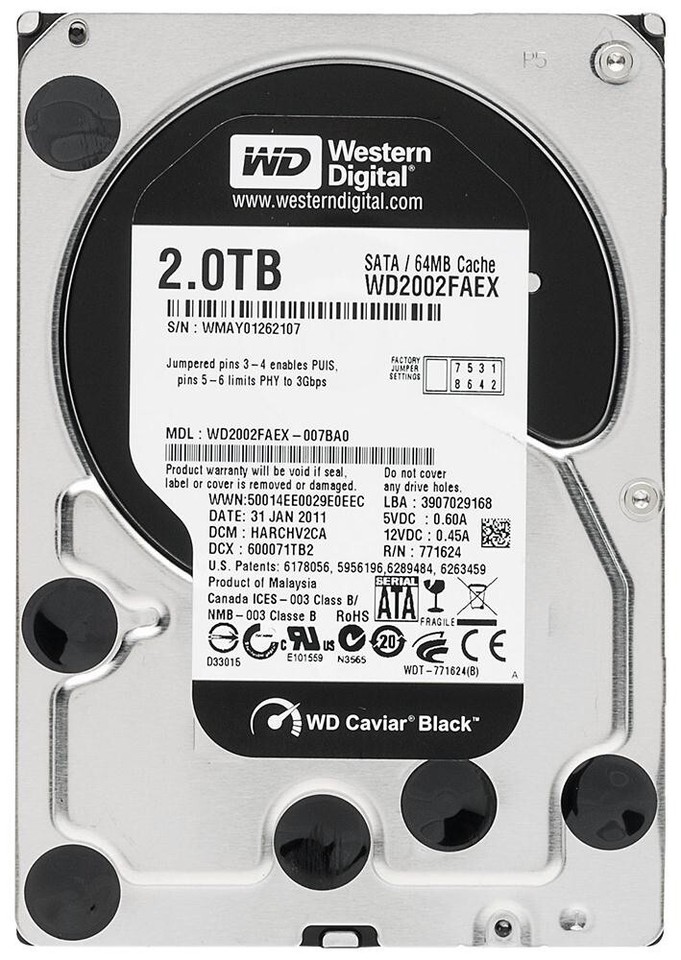 WD2002FAEX Western Digital Caviar Black 2TB 7200RPM SATA 6Gbps 64MB ...