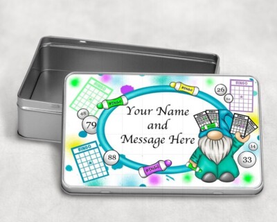 Personalised Bingo Tin, Gonk Storage Tin, Birthday Gift, Bingo Dabbers ...