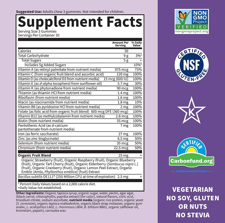 Garden of Life Vitamin Code Gummies Prenatal Multi with Iron & Folate ...