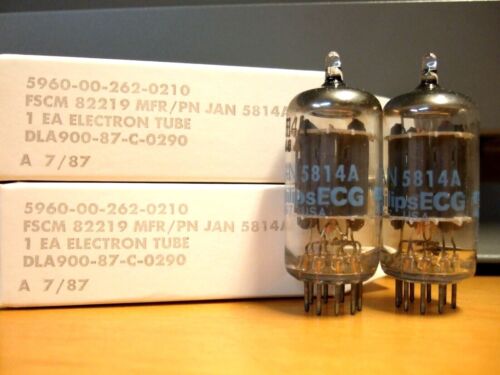 NOS NIB Philips JAN 5814A Matched Pair Preamp Tubes Case Fresh =12AU7 ...