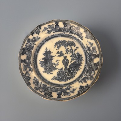 19th C. W Adams & Sons Blue Jeddo Pattern Ironstone Transferware Flow ...
