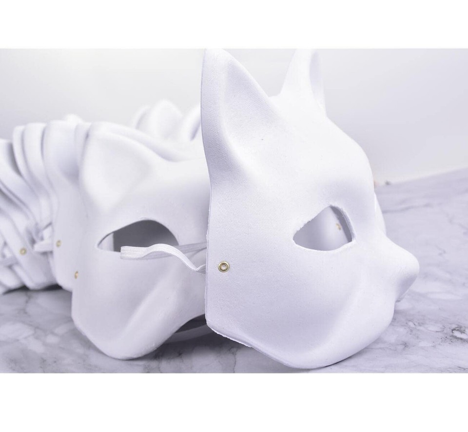 Paper Mache Art Masks DIY Blank Masks Paintable White Masquerade Mask ...