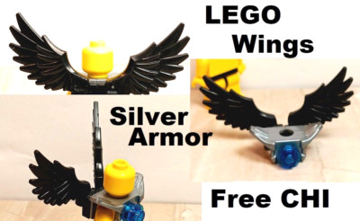 LEGO Wings BLACK Silver Shoulder Armor Flying Creature Neck Bracket ...