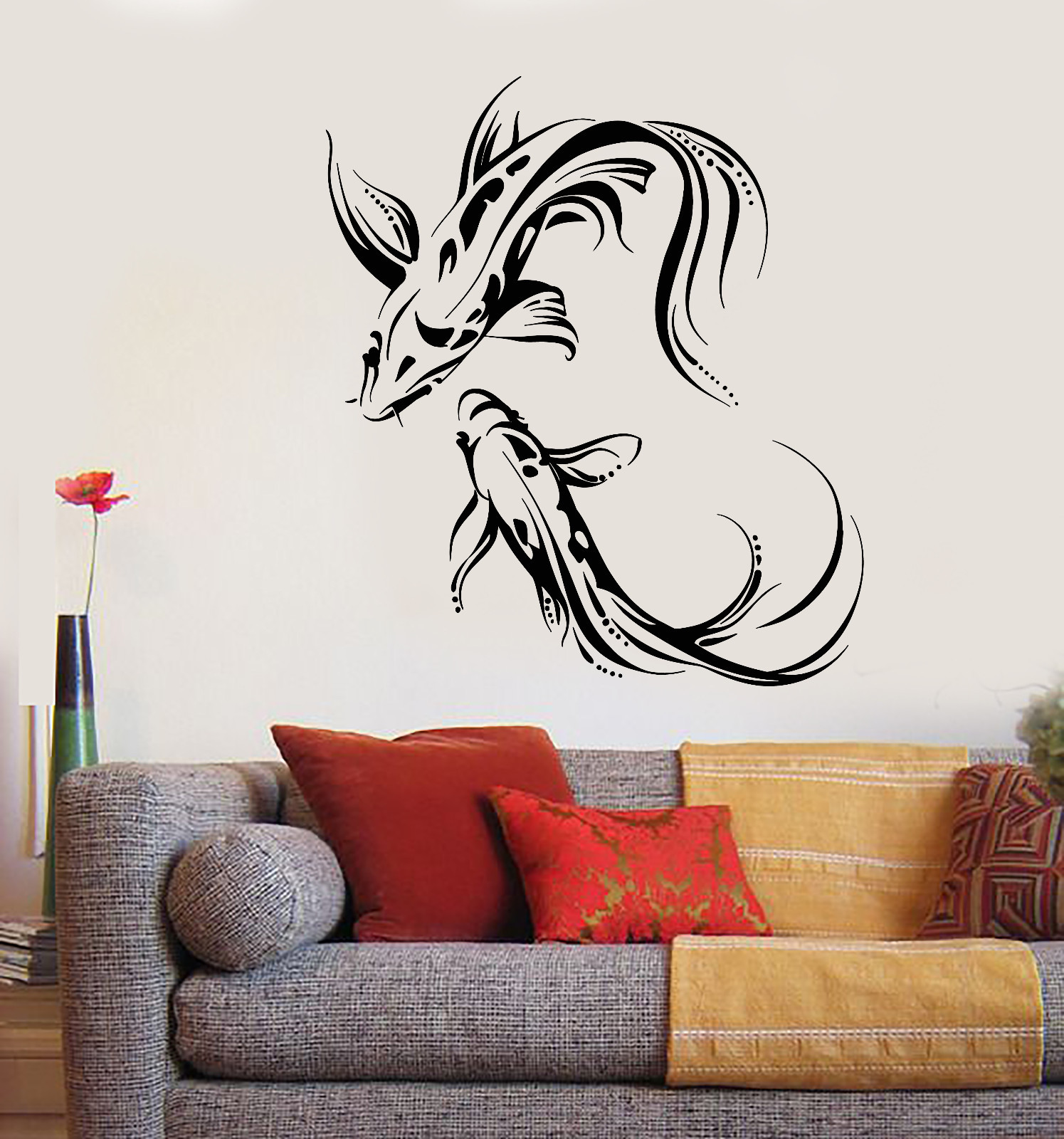 Vinyl Wall Decal Koi Karp Asian Japanese Fish Buddhism Stickers (1876ig ...