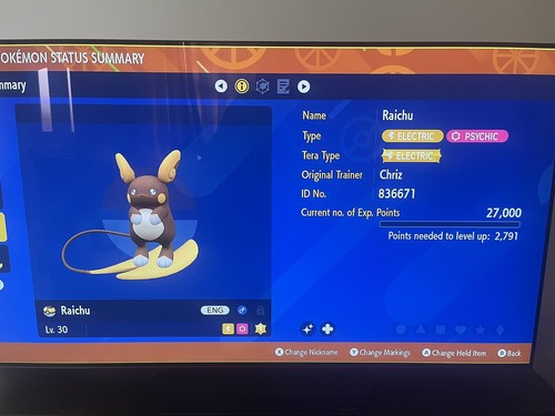 Shiny Alolan Raichu Pokemon Scarlet And Violet Perfect Iv | eBay
