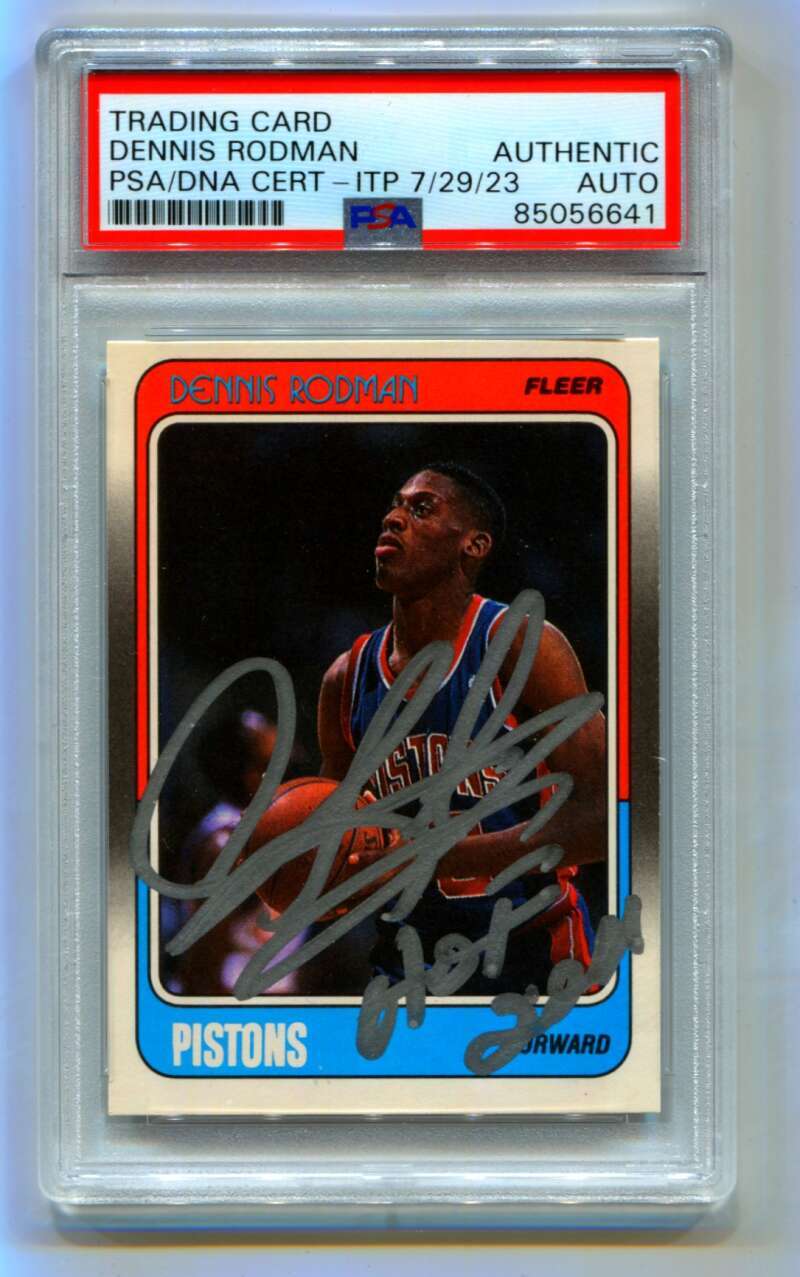 Dennis Rodman 1988-89 Fleer 43 Rookie RC HOF 2011 Insc Signed PSA ...