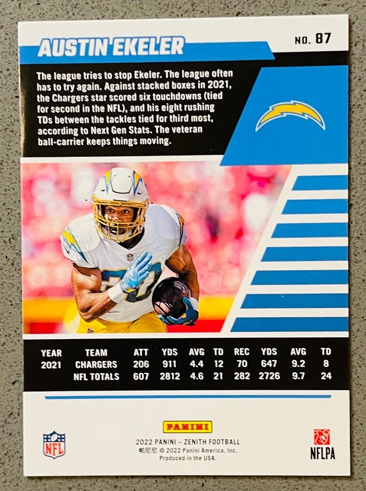 2022 Panini Zenith Football NFL #87 Austin Ekeler Base Trading Card ...