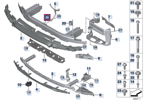 BMW 5 G30 Front Reinforcement Impact Bar 51117385288 7385288 NEW ...