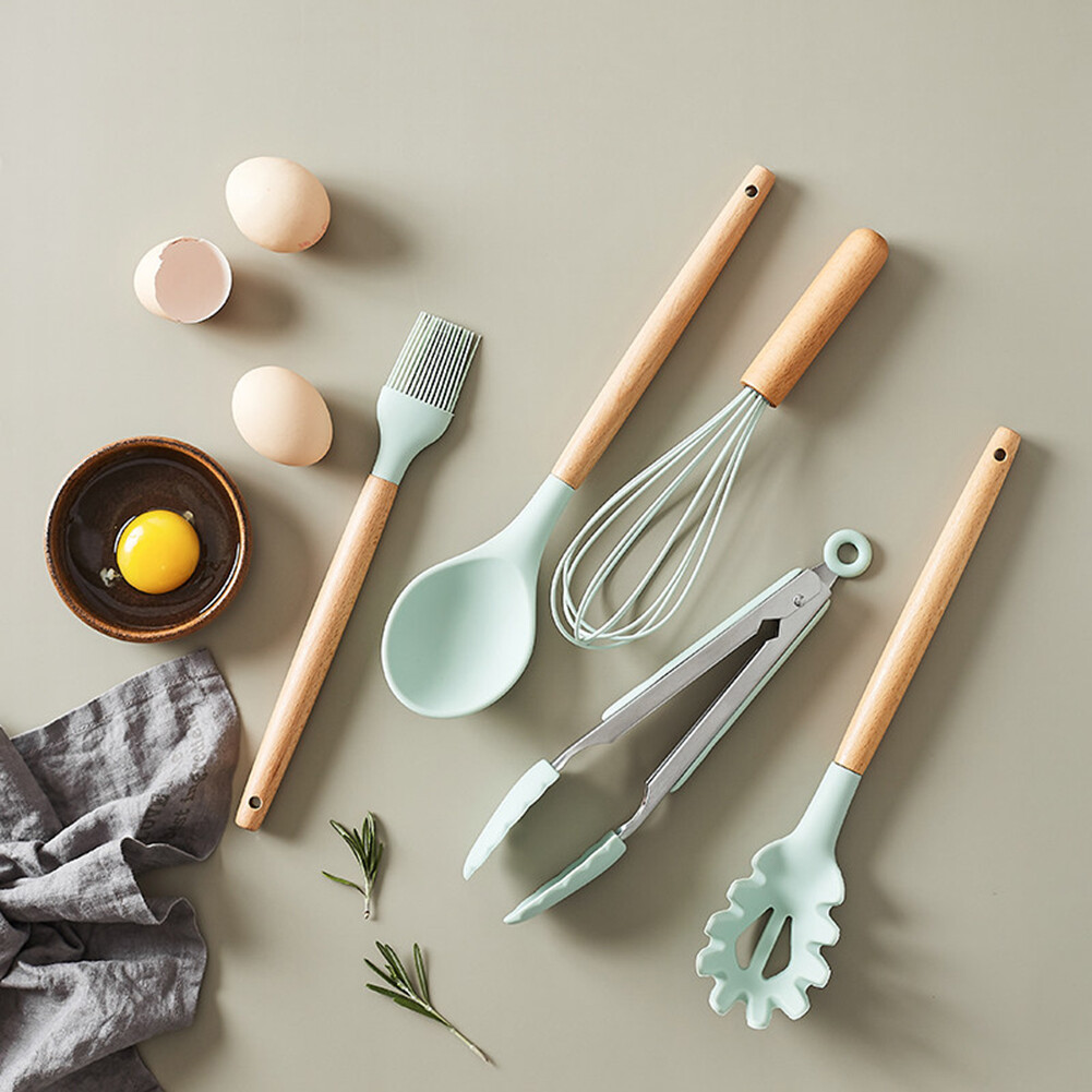 13PCS Silicone Kitchen Cooking Utensils Kit Nonstick Kitchenware Gadget ...