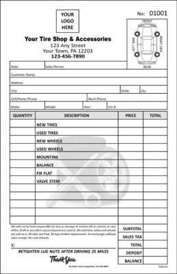 Automotive Tire Shop Repair Form / 5.5 x 8.5 / 2 or 3 Part / TMG158 | eBay