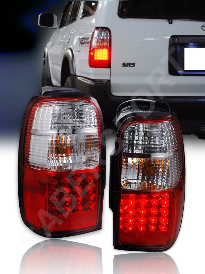 Black Headlights + Clear Bumper + Red LED Taillights for 96-98 Toyota ...