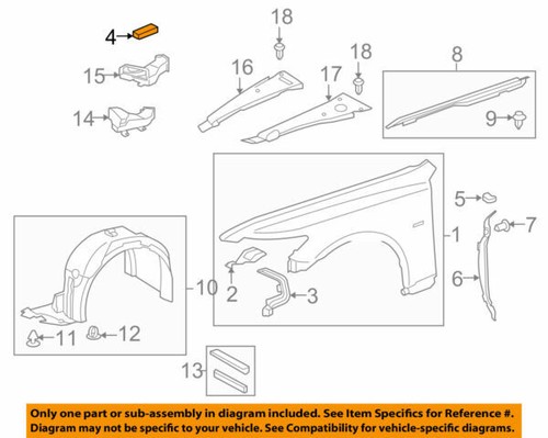 53878-50020 Toyota Spacer, front fender 5387850020, New Genuine OEM ...