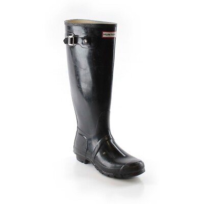 Women Men Black Original Gloss Tall Hunter Rain Boots Wellies Size 7M ...
