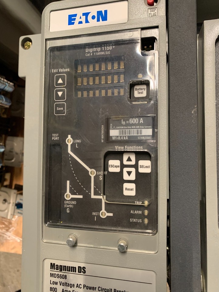 MDS608 Magnum DS Eaton Circuit Breaker MODO 600A Digitrip 1150+ LSIG ...