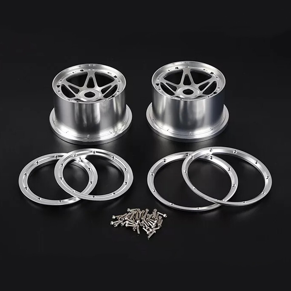4pcs RC 1/5 CNC Aluminum Metal Silver Wheel Rims For HPI Rovan Baja 5B ...