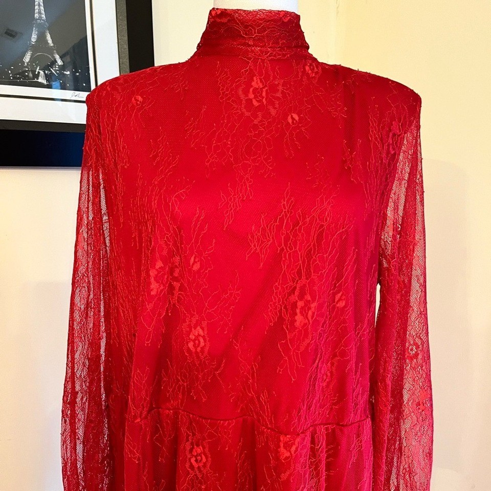 NWT Eloquii Vibrant Red Lace Dress | eBay