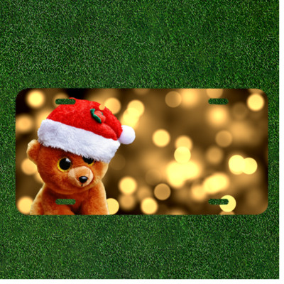 Custom Personalized License Plate Auto Tag With Cute Teddy Bear Santa ...
