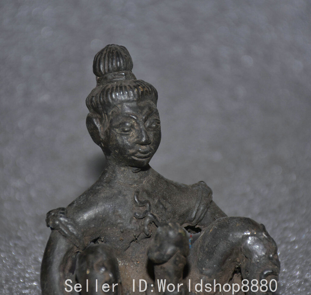 3.8" ancient Tibetan Buddhism Bronze man sitting fondle phallus penis ...