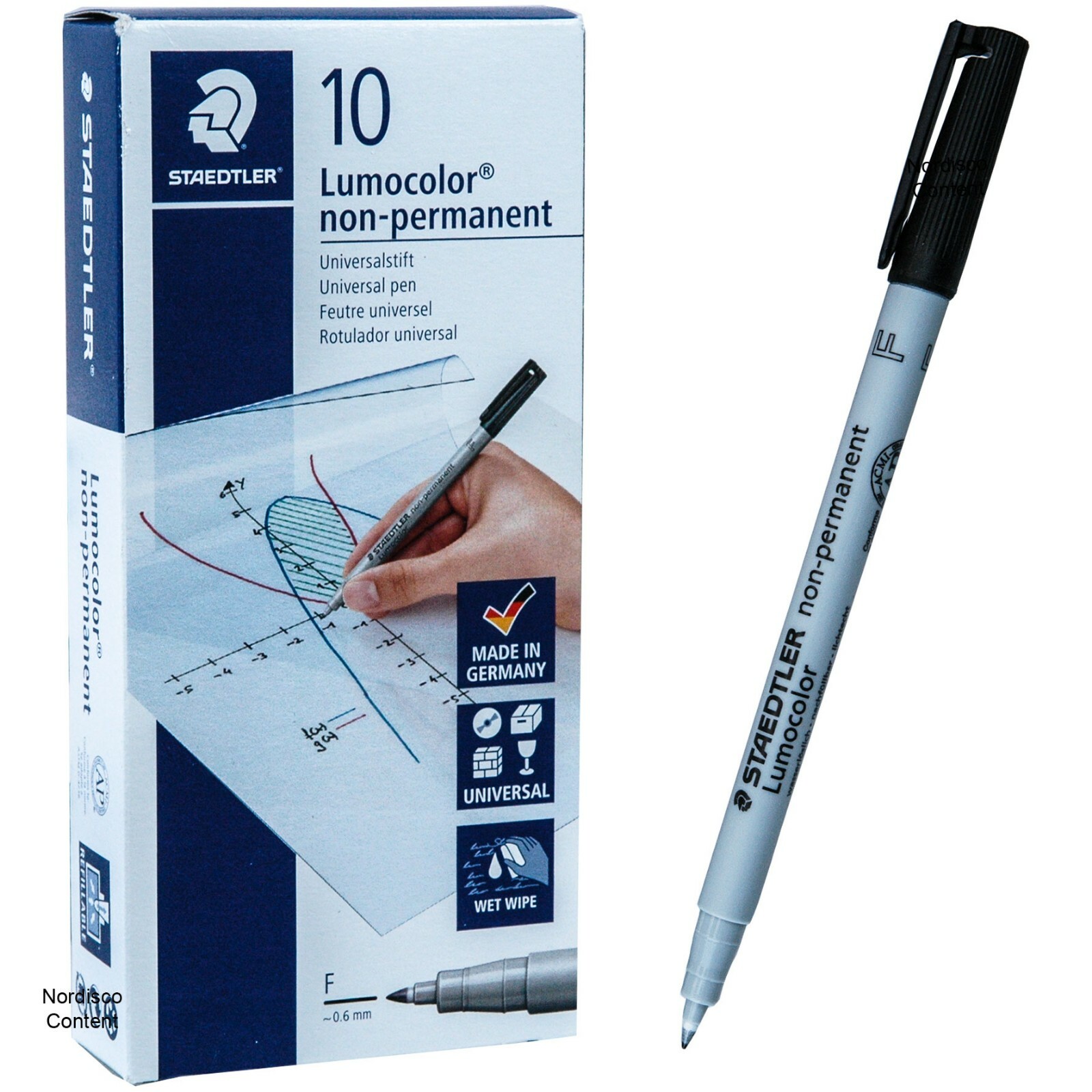 Staedtler 316-9 Lumocolor Non-Permanent Markers, 0.6mm Fine Point, Box ...