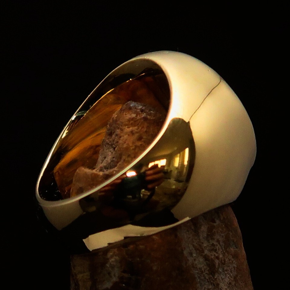 STUNNING MENS BRASS COMMUNIST RING SOVIET HAMMER SICKLE CREST RED ...