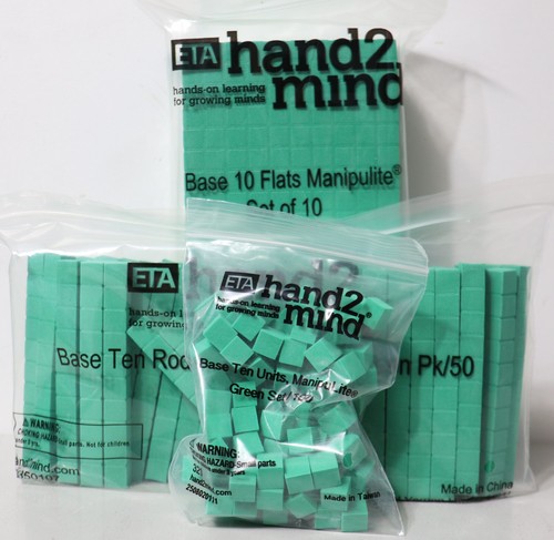 Hand2Mind Math Base Ten 10 Blocks Manipulatives Set - 100 Units 50 Rods ...