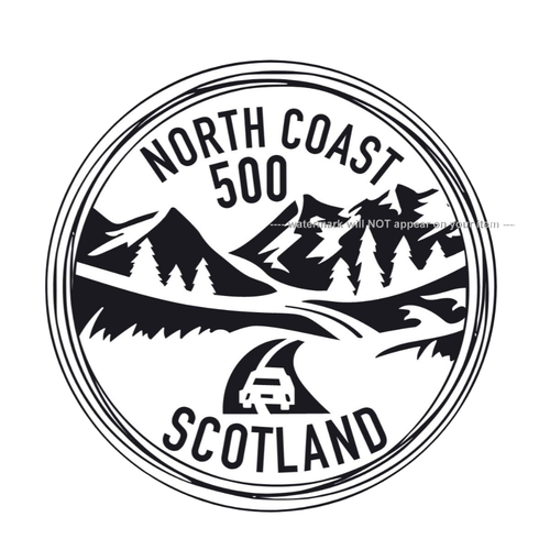 2x North Coast 500 Scotland NC500 Vinyl Sticker Car Camper Black and ...