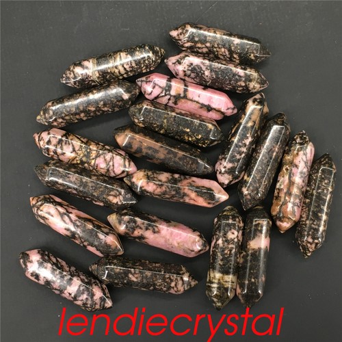 10pcs Natural mini rhodonite Jasper Obelisk Quartz Crystal Double Point ...