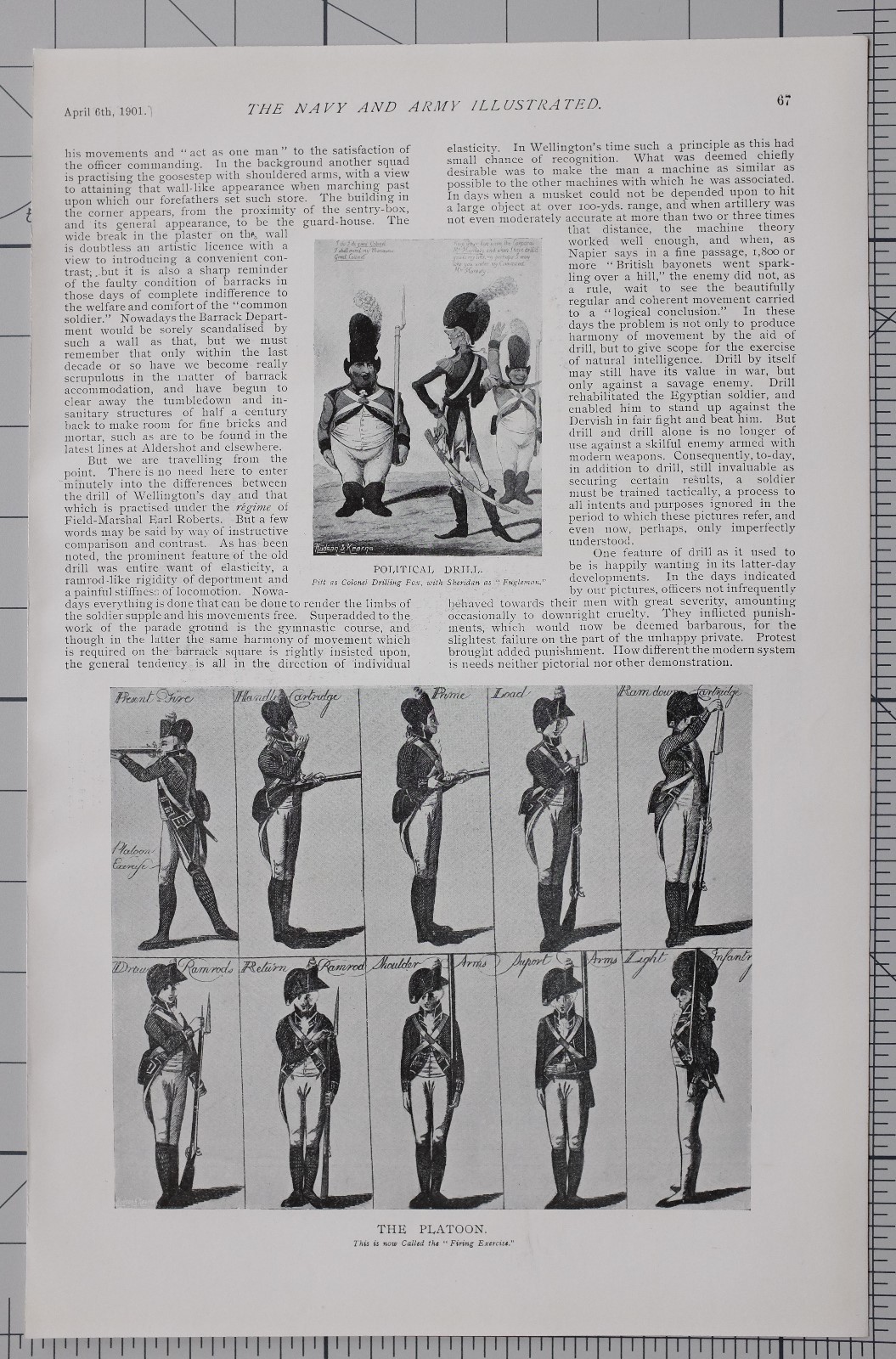 1901 PRINT PLATOON DRILL FIRING EXERCISE ~ IN TIME OF NAPOLEONIC WARS ...
