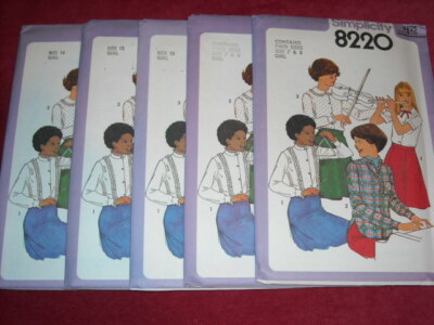 💐1977 UNCIRCULATED SIMPLICITY 8220-GIRLS Peter Pan COLLAR BLOUSE ...