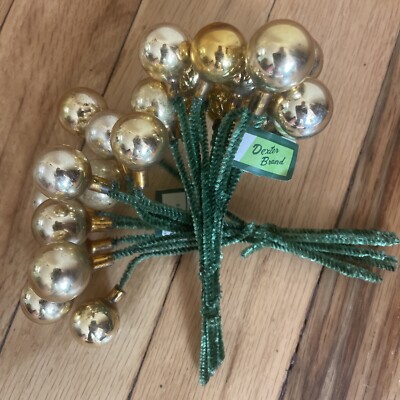 Vtg Lot Christmas GOLD Mercury Glass Balls Floral Picks Japan Stems Lee ...
