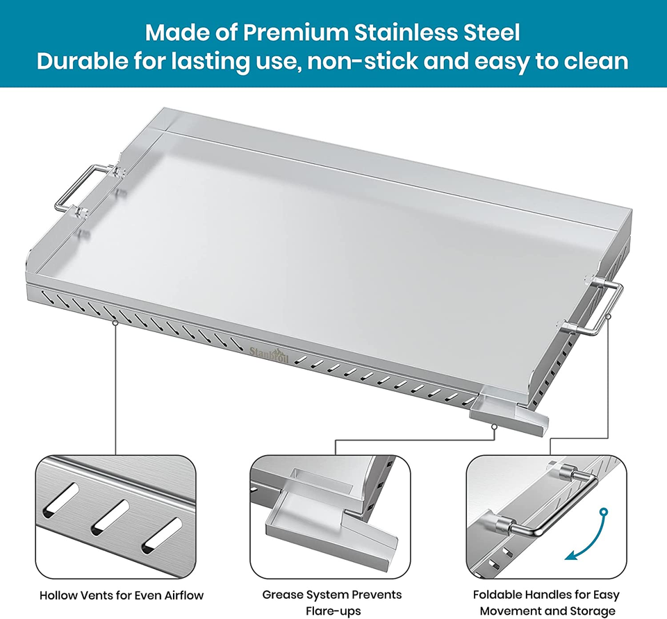 Stainless Steel Flat Top Gas Grill Griddle for Blackstone 2 Burner ...