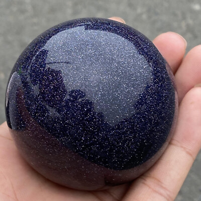 1pc Blue Gold sand ball rainbow quartz crystal sphere gem reiki healing ...