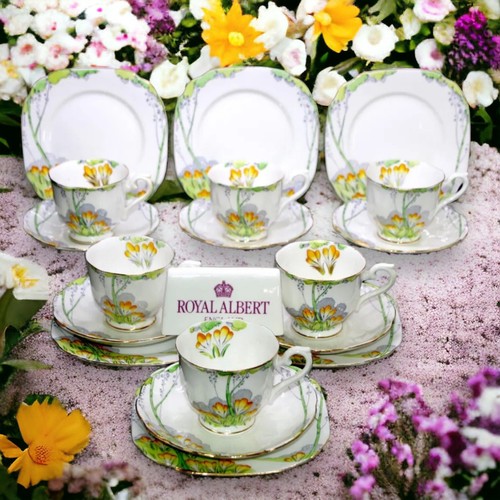 Vintage Royal Albert Crown China 1927-1935 Autumn Crocus set of 6 art ...