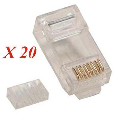 Lot 20 CAT 6 Plugs 2 parts,CAT 6 Module, RJ45 Plug for solid CAT6 Cable ...