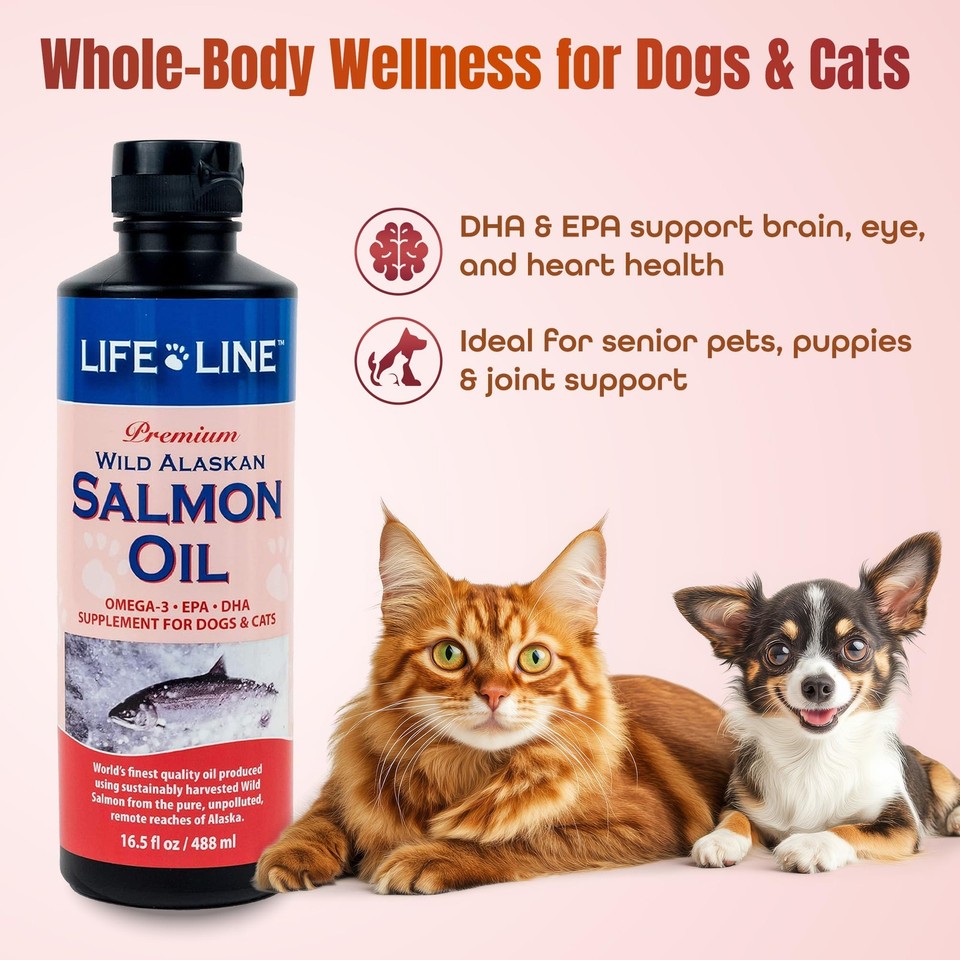 Life Line Wild Alaskan Salmon Oil for Dogs & Cats | Omega-3 DHA & EPA ...