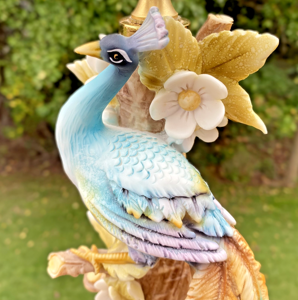 Cevik Vintage Italian Candelabra with Peacock and Flower, 18" tall, 6 ...