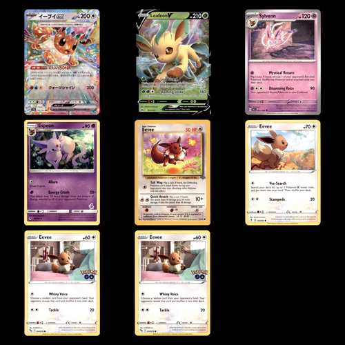 Eevolution Lot 8 Pokemon Cards Eevee EX Leafeon V Sylveon Espeon Jungle ...