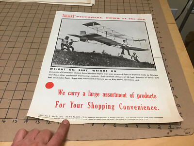 14x17" PNI Pictorial News of the Day Poster -BI-PLANE kitty hawk fun 5 ...