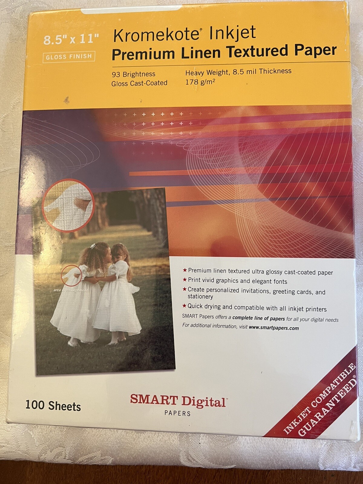 Kromekote Inkjet Linen Textured Paper 8.5x11 Heavyweight 8.5 mil Gloss ...