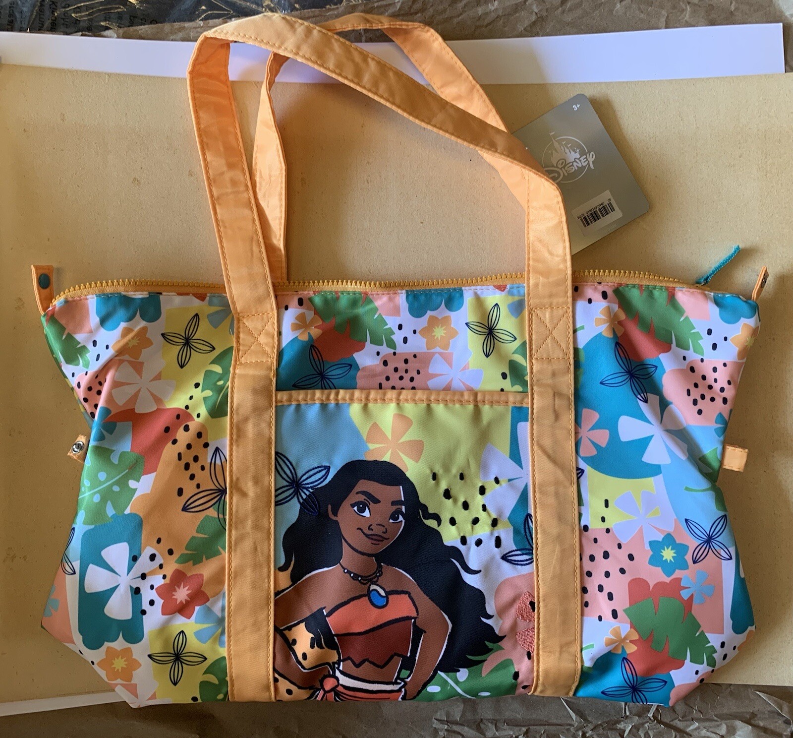 Disney Store Moana Pool beach Swim Tote Bag Zip Closure Pockets 18"x11 ...