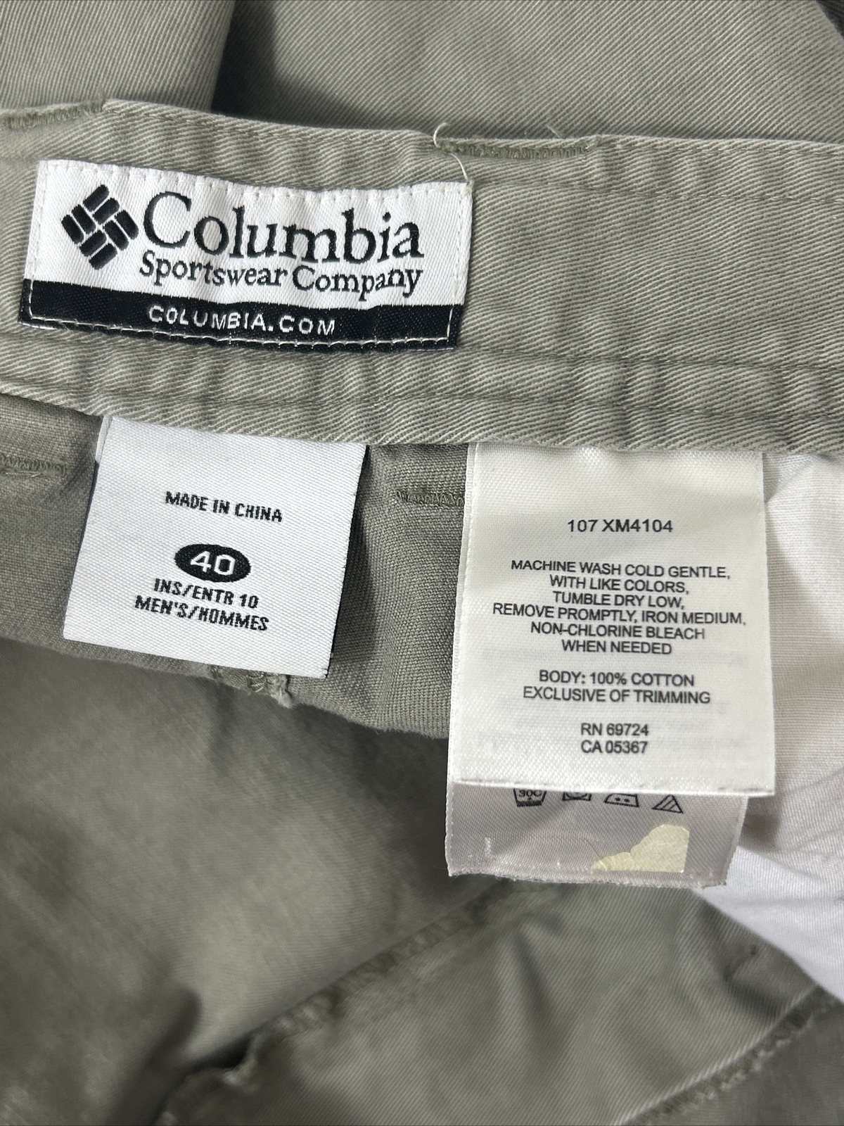 Columbia Mens 40 Cargo Khaki Green Cotton Outdoor Sho… - Gem