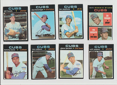 (8) 1971 TOPPS CUBS SP RC LOT ($25) PEPITONE BECKERT DAVIS PAPPAS ...