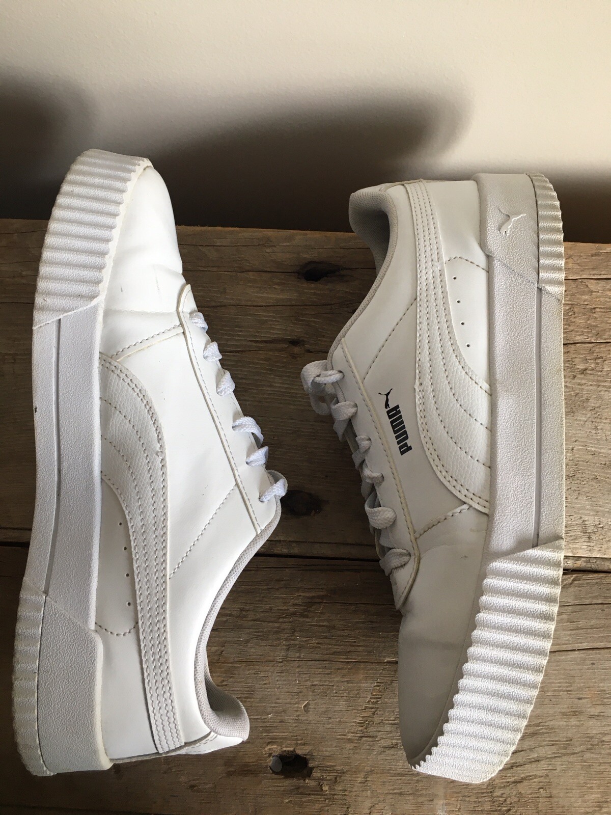 PUMA Carina White Leather Sneakers Retro Inspired Sho… - Gem